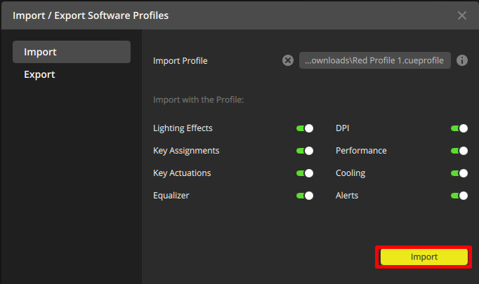 iCUE: How to: Import and export iCUE profiles – Corsair