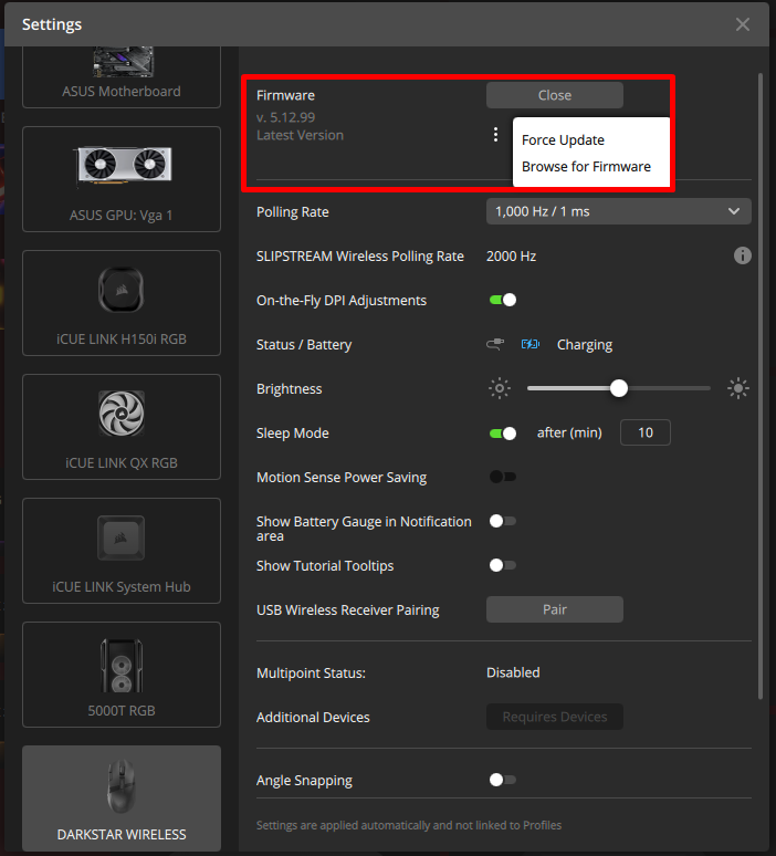 iCUE:Update device firmware with iCUE – Corsair